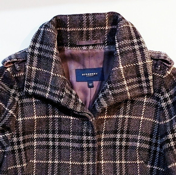 Burberry | Jackets & Coats | Burberry Wool Gray Plaid Coat A Winter ...